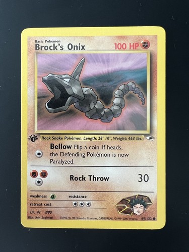 Brock's Onix 69/132 1st Edition Common Gym Heroes Pokemon Card TCG | eBay