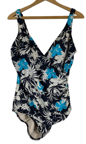 Miraclesuit Swimsuit 22W 2X 3X One Piece Bathing Suit Black Blue Floral ...