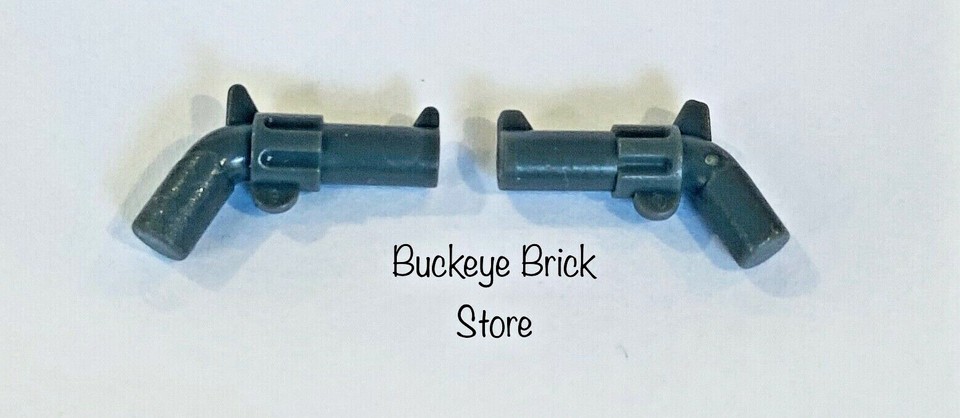 LEGO Pair Plastic Old Dark Gray Minifigure, Weapon Gun, Pistol Revolver ...