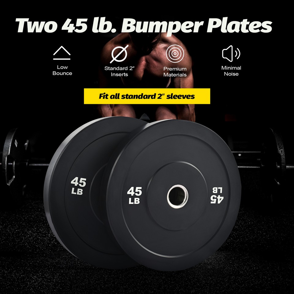 45lb Weight Plates 2" Olympic Bumper Plates for Pro School or Home Gyms ...