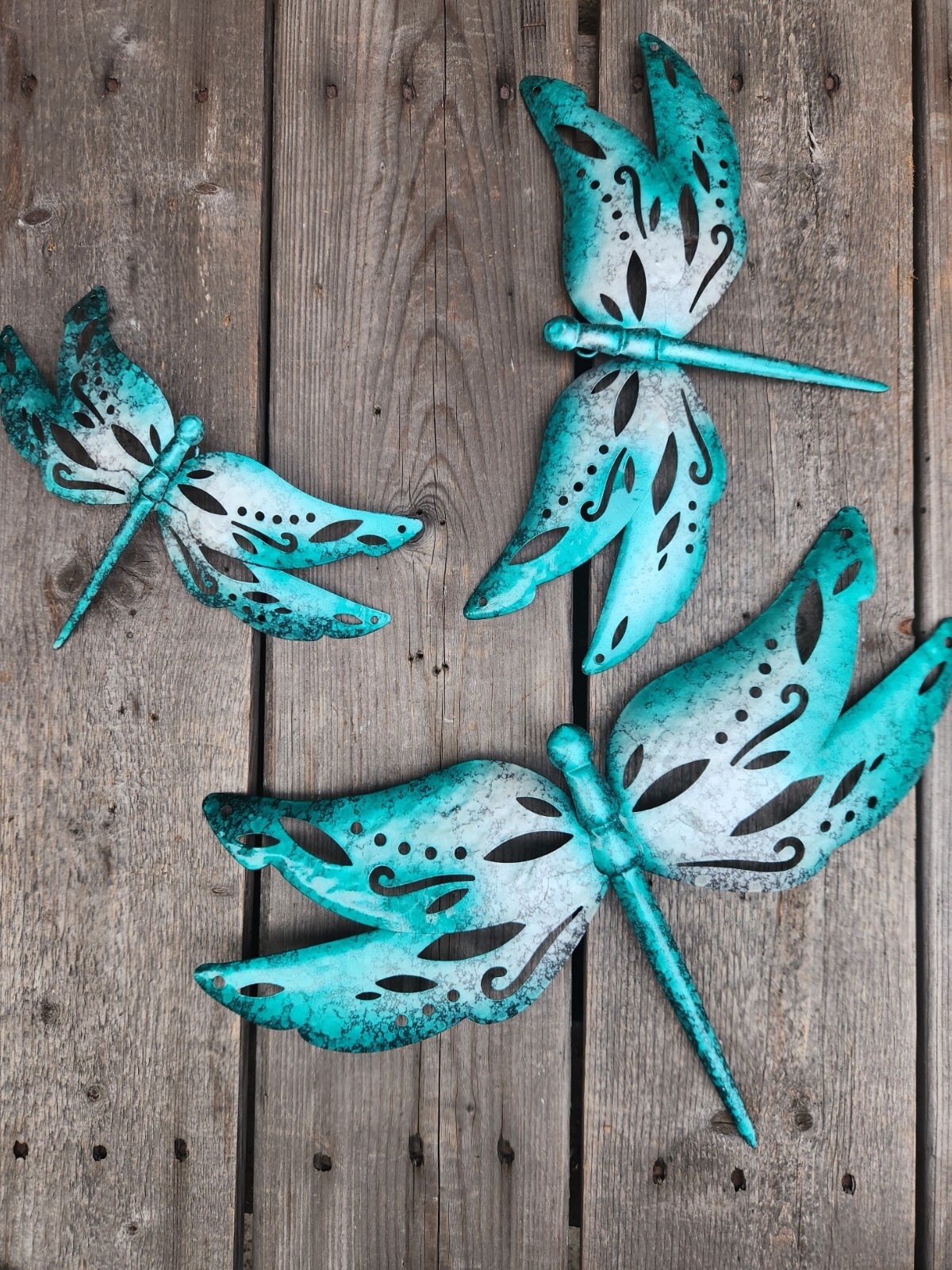 Set of 3, BLUE Dragonfly - Powder Coated Metal Wall Decor | eBay