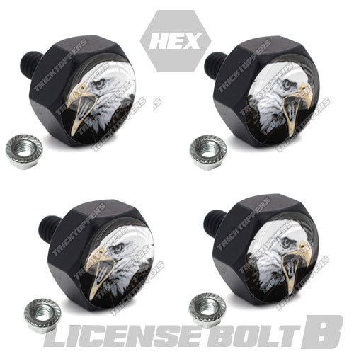 4 Custom Hex Black Billet License Plate Frame Fastener Tag Bolts - BALD ...
