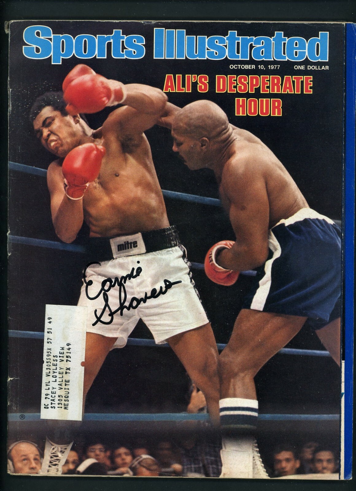 Ernie Shavers Signed Autographed SPORTS ILLUSTRATED Magazine October ...