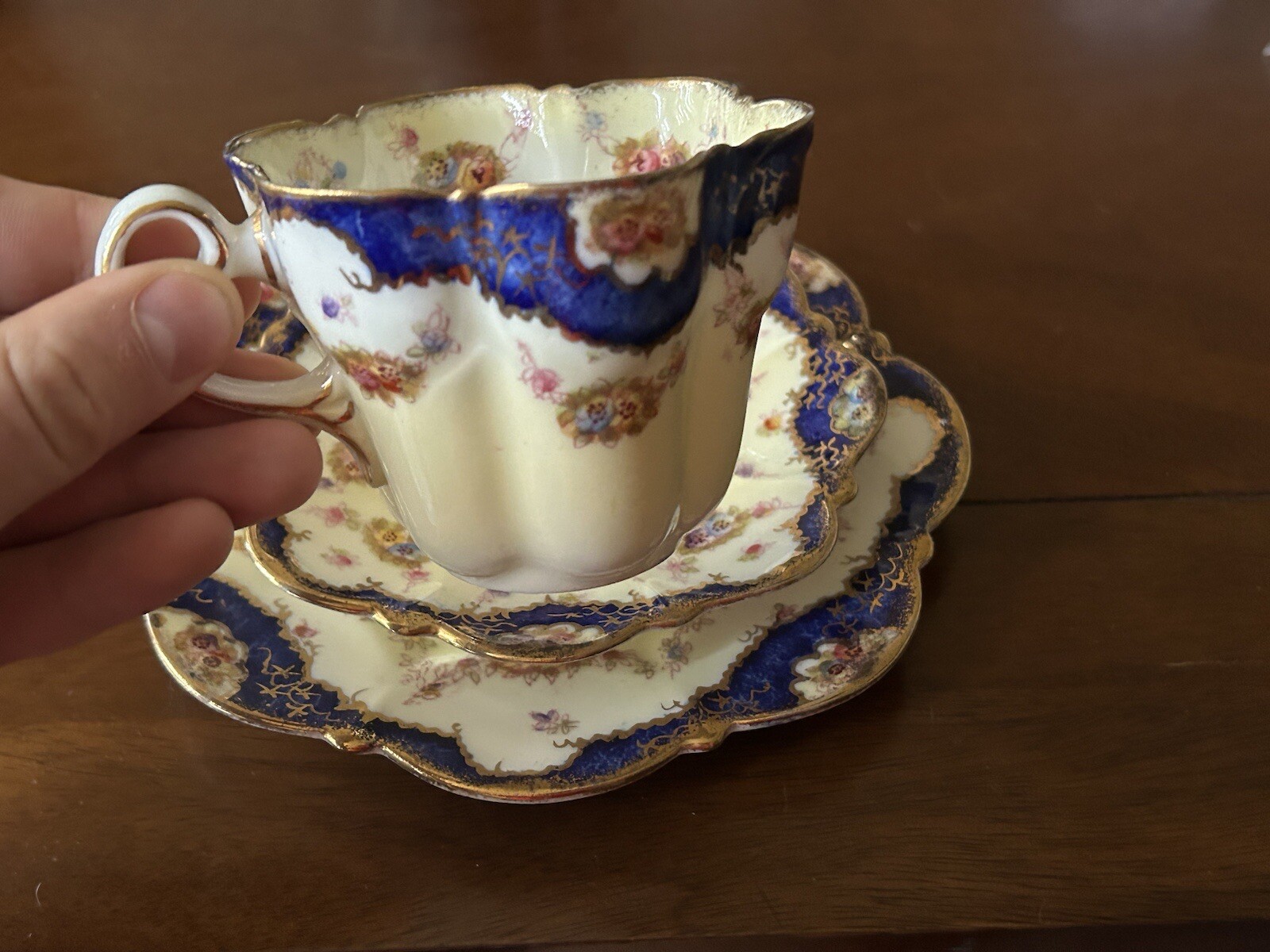 Antique Victorian Edwardian Cup Saucer Porcelain Trio Large Tea Hand ...