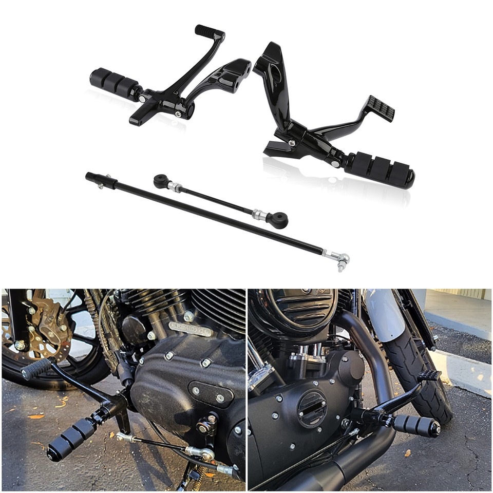 Black Forward Controls Kit Pegs Levers Linkages Fit For Harley Iron 883 ...