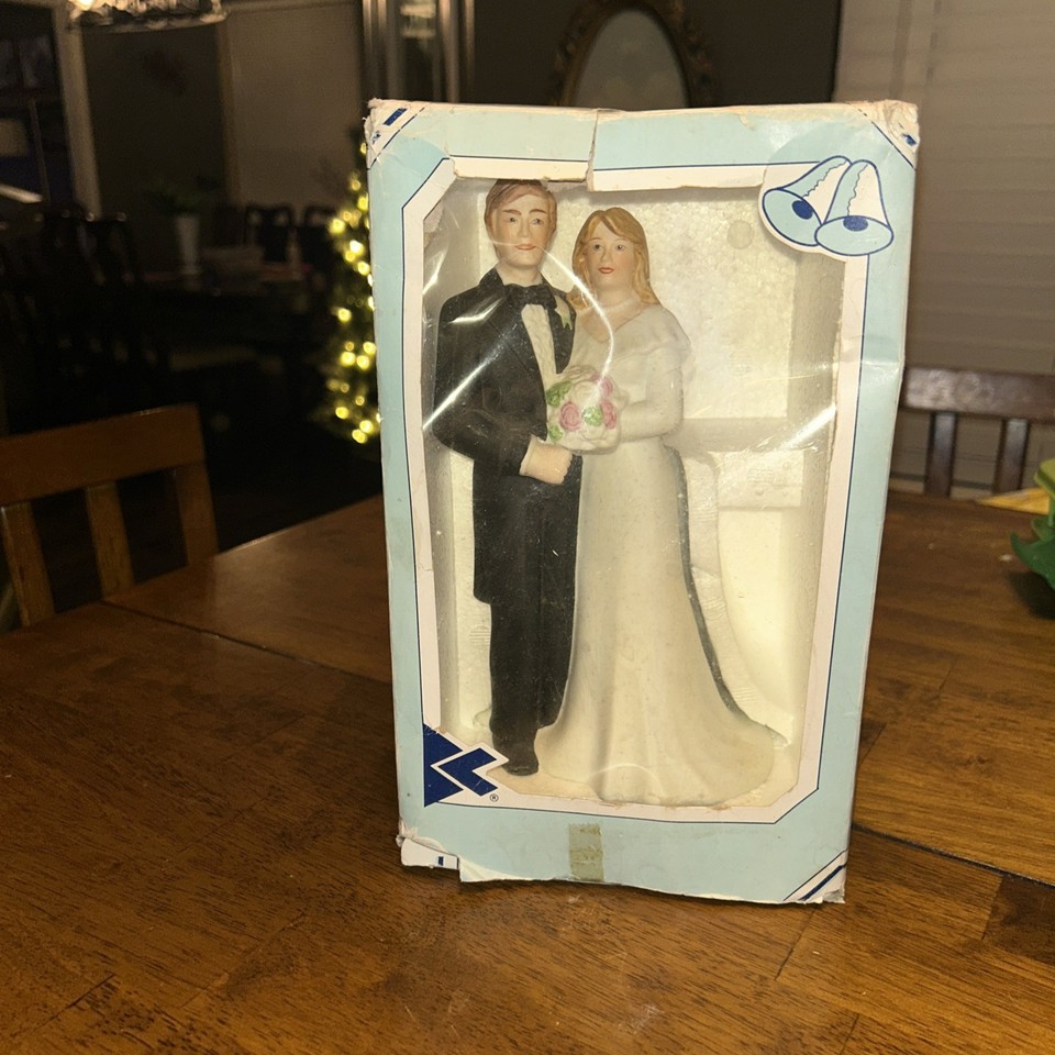 Vintage 1950s Bakery Crafts Wedding Cake Topper Lace Bride Groom ...