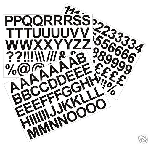 1" (INCH) STICKY BACK PLASTIC VINYL LETTERS & NUMBERS - 24 COLOURS ...
