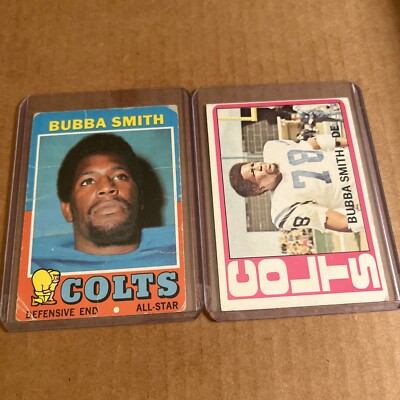 BUBBA SMITH 1971 Topps #53 & 1972 Topps #190 Colts Football Cards (poor ...