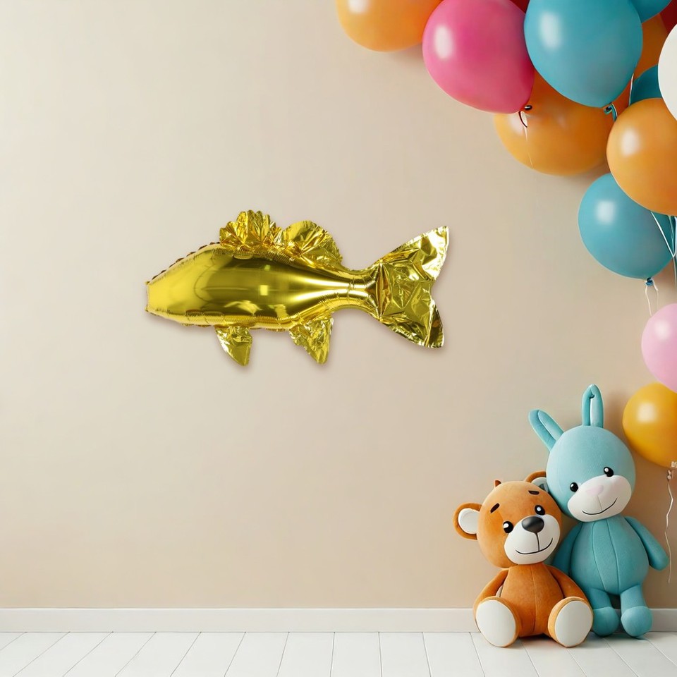 12pcs Large Fish Foil Balloons Ocean Animals Goldfish Shaped Balloons ...