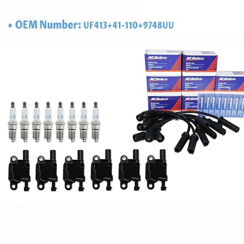 NEW OEM 8 PACK UF413 Ignition Coil + 41-110 Spark Plug + 9748UU Wire ...