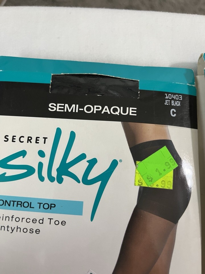 3 Secret Silky Semi Opaque Pantyhose Control Top Size C Jet Black (1221 ...