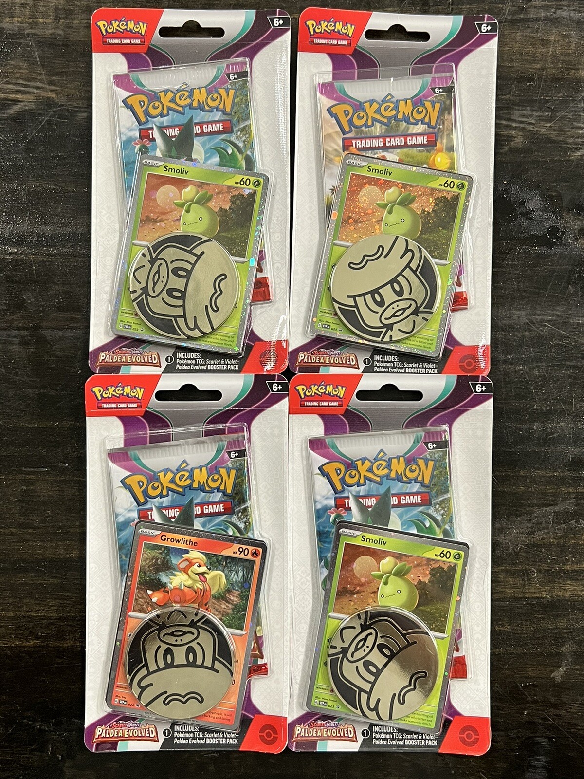 Nintendo Pokémon TCG Scarlet & Violet Packs 3 Smoliv, 1 Growlithe - Lot ...