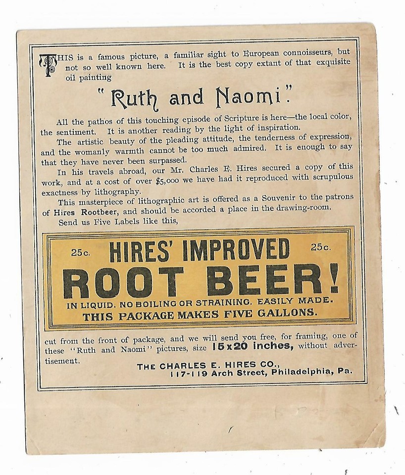 Old Trade Card Hires' Improved Root Beer Charles E Hires Philadelphia ...