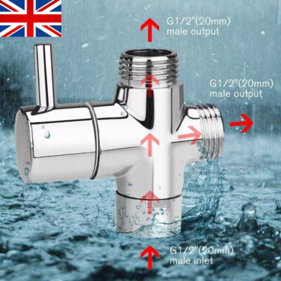 3-Way T-adapter Bath 1/2 Shower Head Arm Mount Valve Splitter Diverter ...