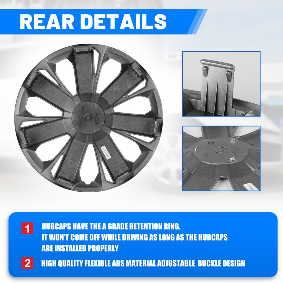 4x/set 15 inch Silver Wheel Cover Snap On Full Hub Caps For R15 Tire ...
