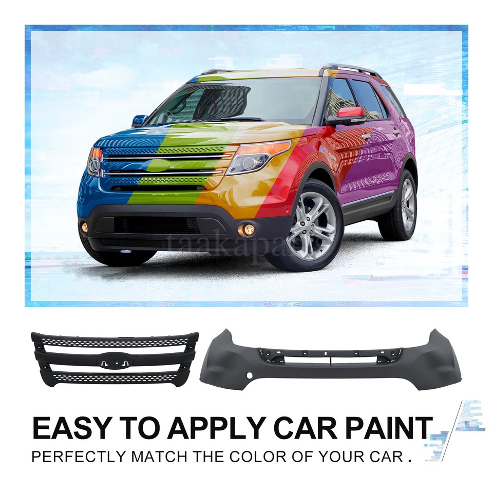 2011-2015 Ford Explorer Complete Front Bumper Cover Primed Grille ...