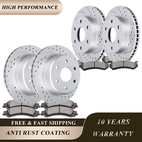 Chevy Silverado Tahoe GMC Sierra 1500 Yukon Front & Rear Rotors + Brake ...
