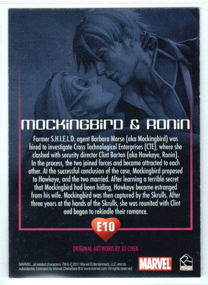 MARVEL 2011 DANGEROUS DIVAS E10 EMBRACE FOIL INSERT CARD MOCKINGBIRD ...