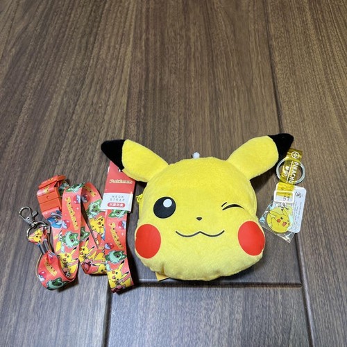 POKEMON PIKACHU FACE PASS CASE NECK STRAP KEYCHAIN | eBay