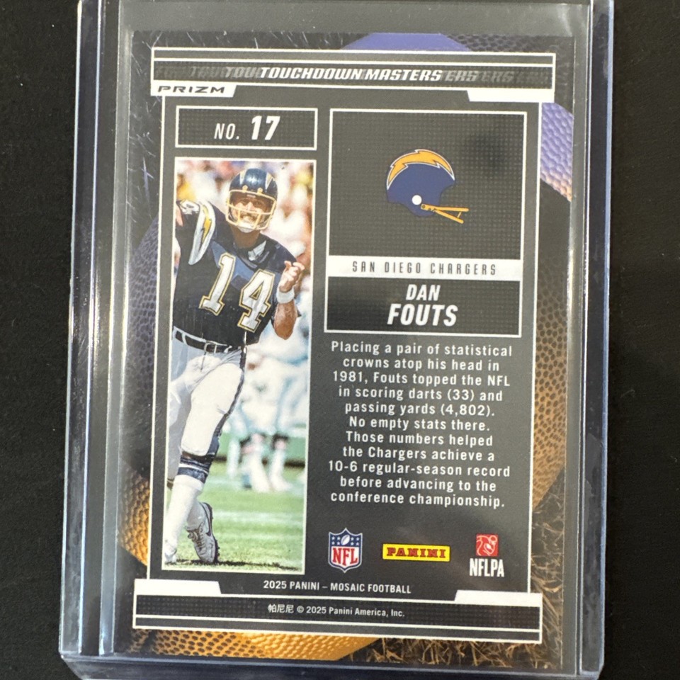 2025 Panini Mosaic - Touchdown Masters Dan Fouts #17 Orange Fluorescent ...