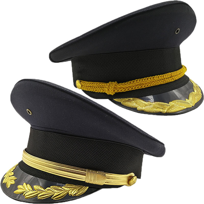 Army Officer Hat Captain Cap Black Soldier General Visor Hat Fancy ...