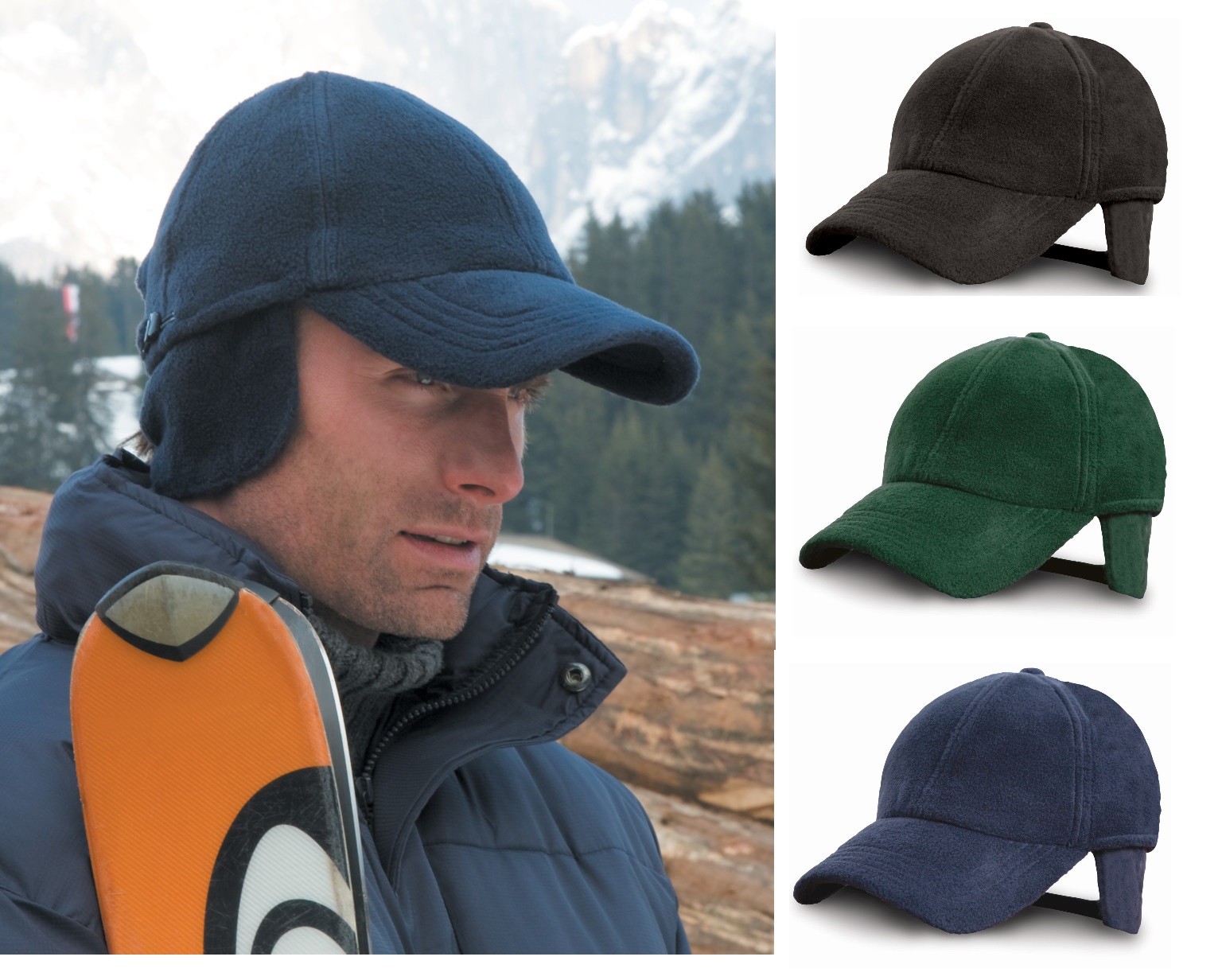 Mens Adults Peaked Thermal Hat Cap SUPER EXTRA WARM EAR FLAPS Visor ...