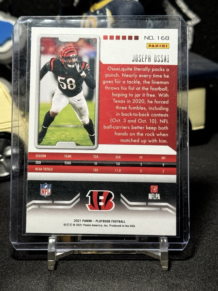2021 Panini Playbook Football Card Joseph Ossai 168 ROOKIE Blue HOLO | eBay