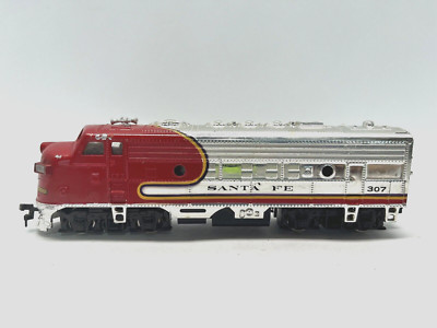 Backmann HO SANTA FE 307 Locomotive Train Engine Silver / Red Tested ...