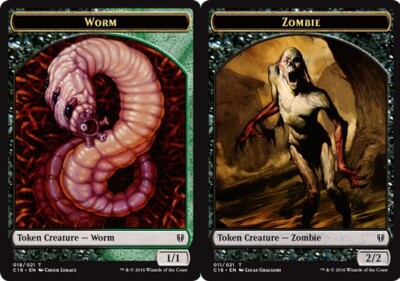 Worm Token // Zombie Token ~ Moderately Played Commander 2016 MTG Magic ...