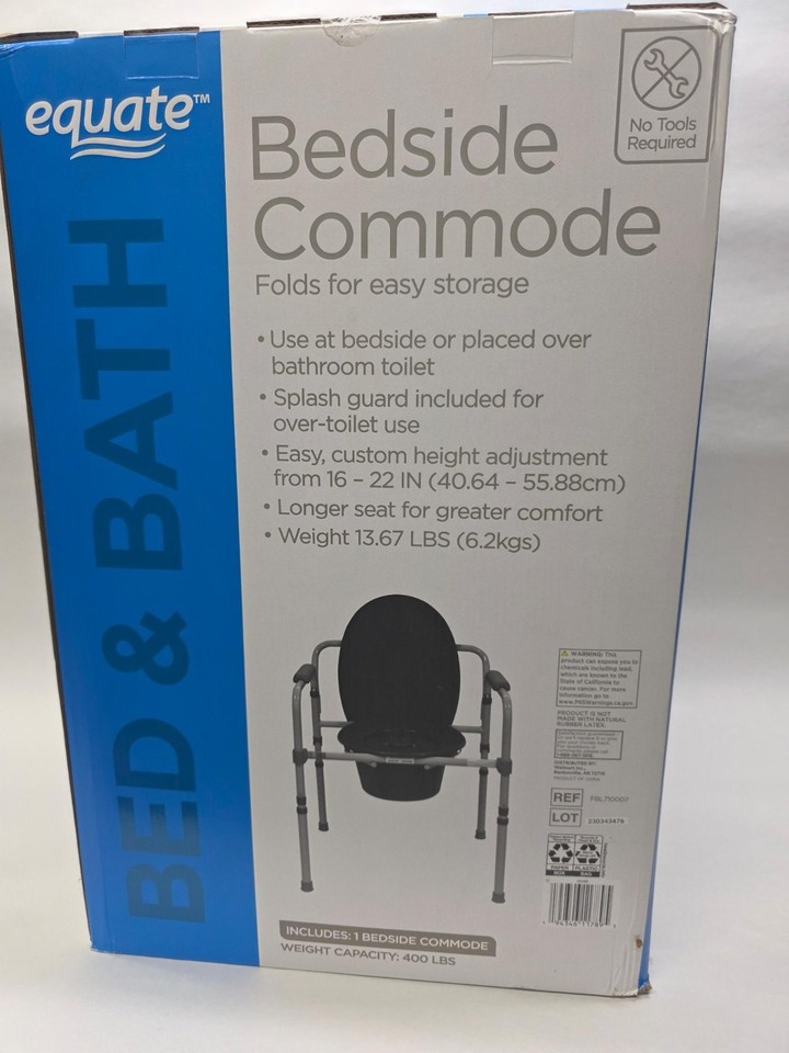 Equate Steel Foldable 3-in-1 Bedside Toilet Commode – NEW | eBay