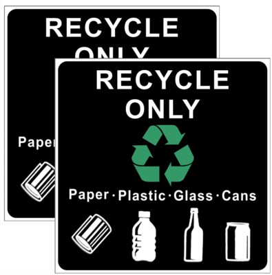 (2 Pack) 6"X6" Recycle Only Adhesive Vinyl Decal Sticker For Trash ...