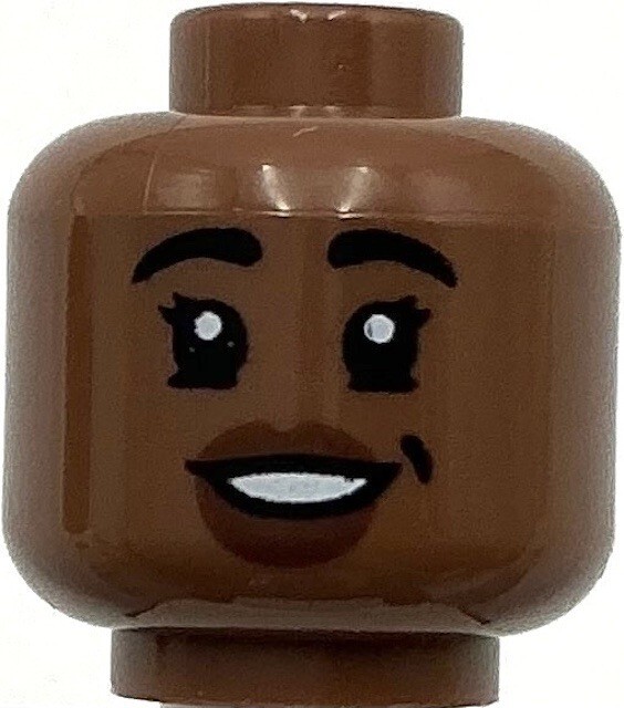 Lego New Medium Brown Minifigure Head Dual Sided Female Black Eyebrows ...