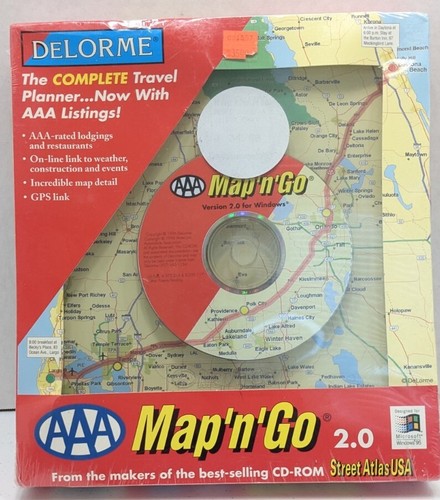 AAA Map N Go 2.0 Delorme Complete Travel Planner CD-Rom Windows 95 NIB ...