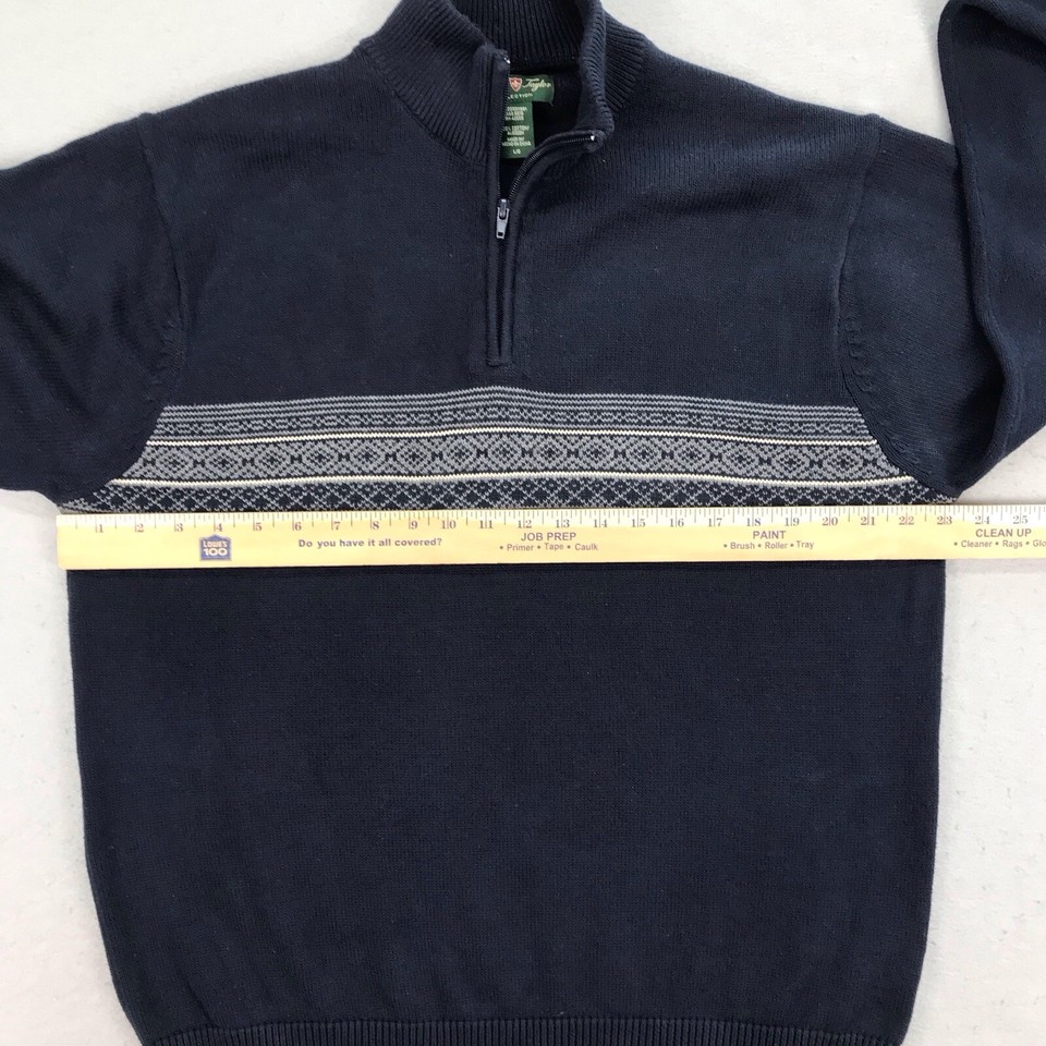 David Taylor Sweater Mens Large Blue Fair Isle 1/4 Zip Mock Neck ...