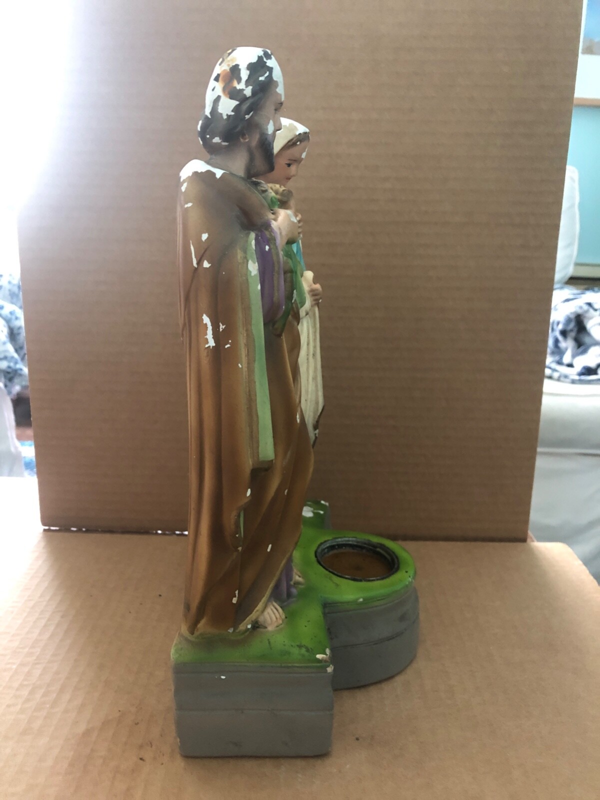 Vintage RELIGIOUS CHALKWARE Statue Figurine HOLY FAMILY Jesus Joseph ...