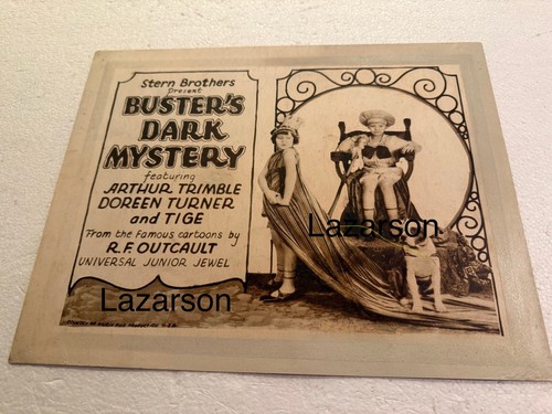 BUSTER BROWN SILENT TITLE LOBBY CARD BUSTER'S DARK MYSTERY TIGE R F ...