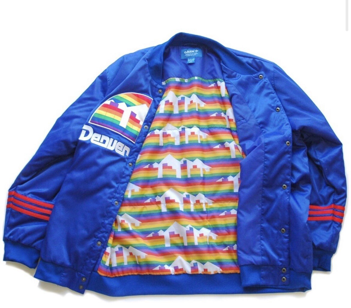 Retro Denver Nuggets Original Adidas NBA Jacket. Rainbow 🌈 city skyline ...