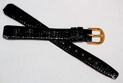 Stuller 12mm Black "Genuine Leather" Lizard Print Watch Band | eBay