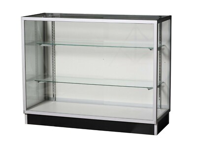 Extra Vision 48 Inch Glass Display Showcase with Silver Aluminum Frame ...