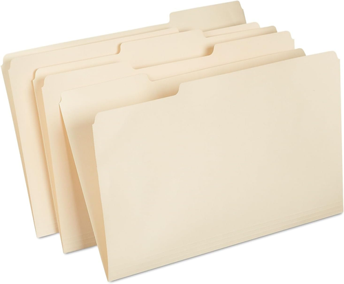 Manila File Folders, Legal, 3 Tab, Assorted Position, 100/Box ...