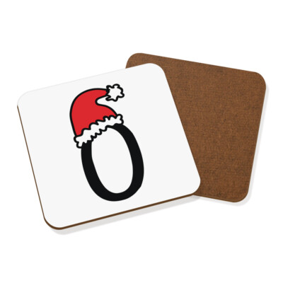 Letter O Christmas Hat Coaster Drinks Mat Funny Red Santa Father Kids ...