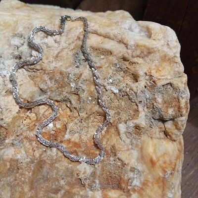 Men's Italian 925 18" Twisted Flat Rope Chain Sterling Silver Necklace ...