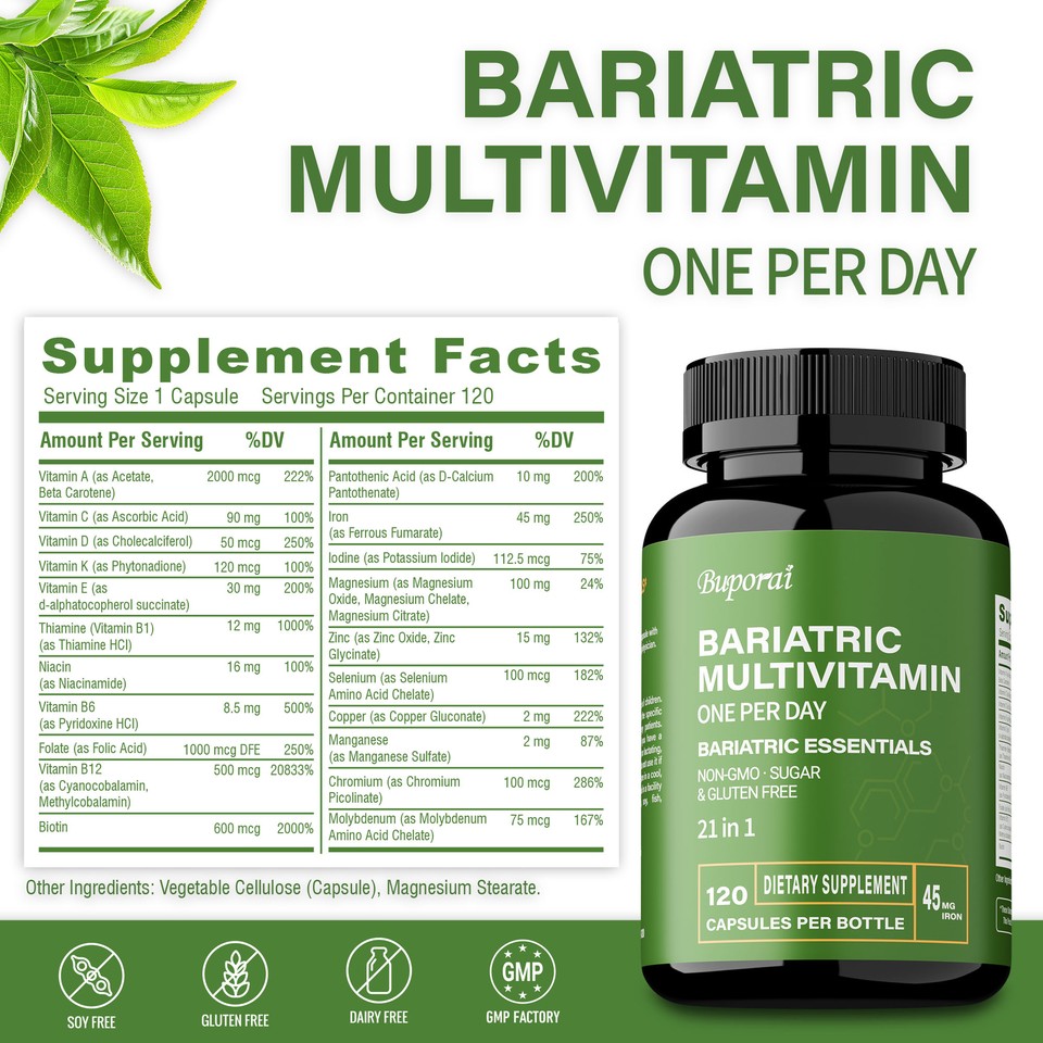 Bariatric Multivitamin -with 21 Vitamins,Balance Energy Levels Promotes ...
