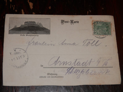 WACHTENBURG GERMANY - RARE 1901 POSTCARD - DER GRAF von GLEICHEN ...
