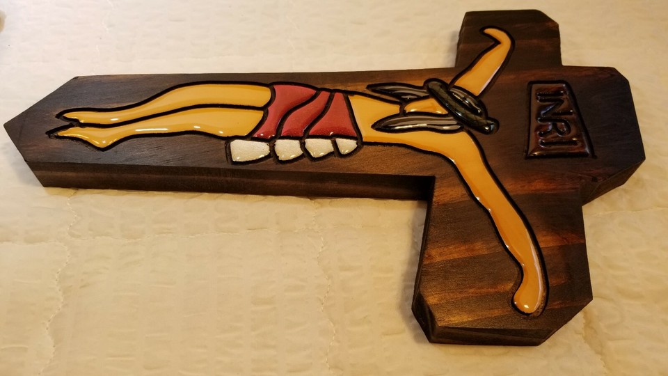 NEW Cross Colombian Folk Art Hand Painted Wood Wall Cross w/ Resin ...
