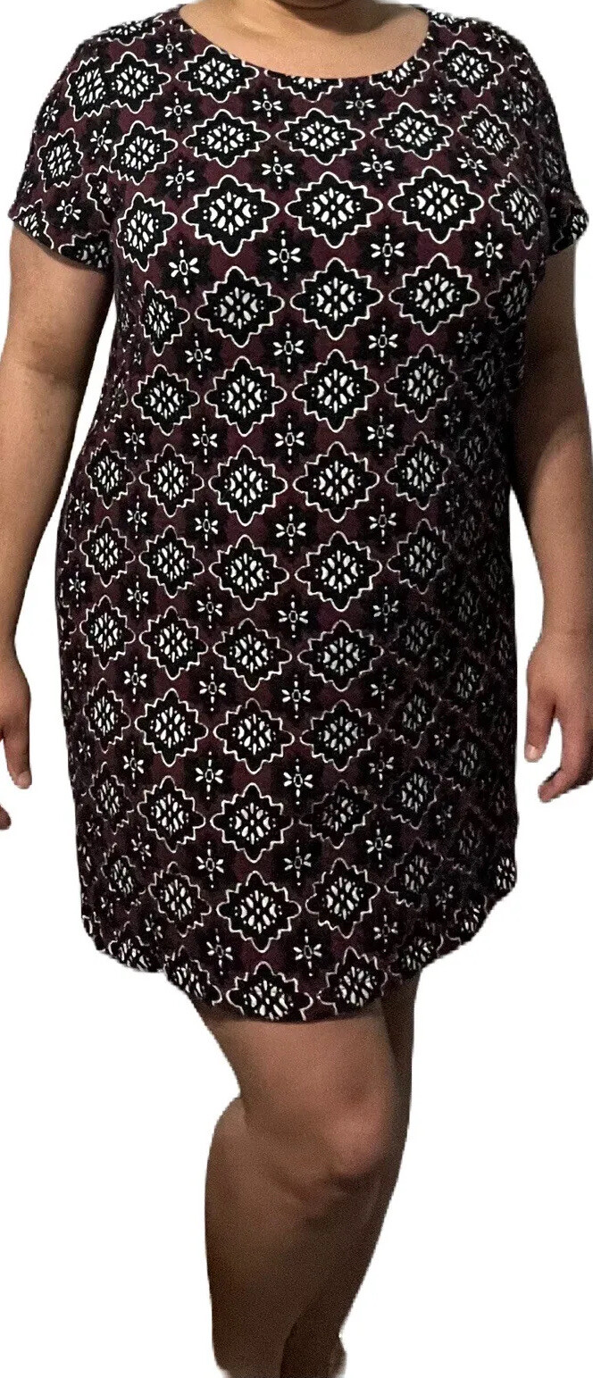 Ann Taylor Loft Outlet Red Black Diamond Print Grid Square Pattern ...