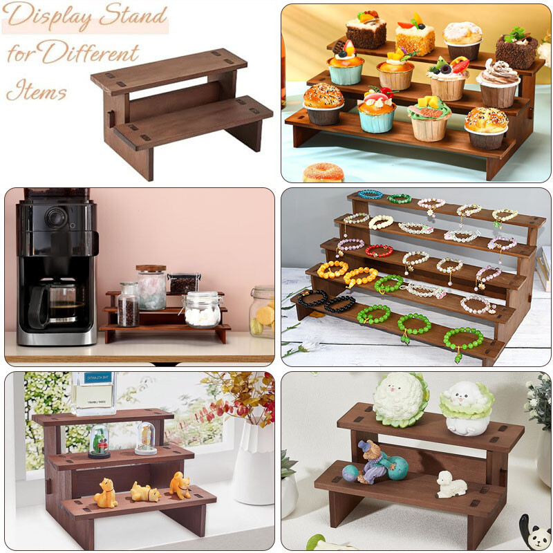 Wooden Display Shelf Organizer Collectibles Display Stand Holder ...