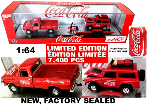 Coca-Cola 1966 Ford Bronco SUV & 1972 Ford F-250 Explorer Truck 1:64 ...