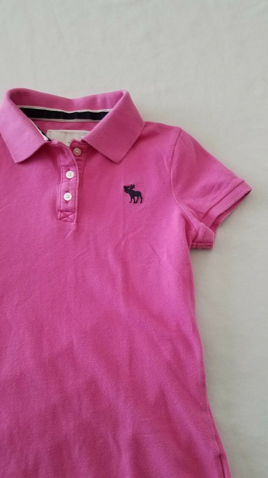 Abercrombie & Fitch PINK Polo SMALL COLLAR Cotton SHORT SLEEVED Shirt ...