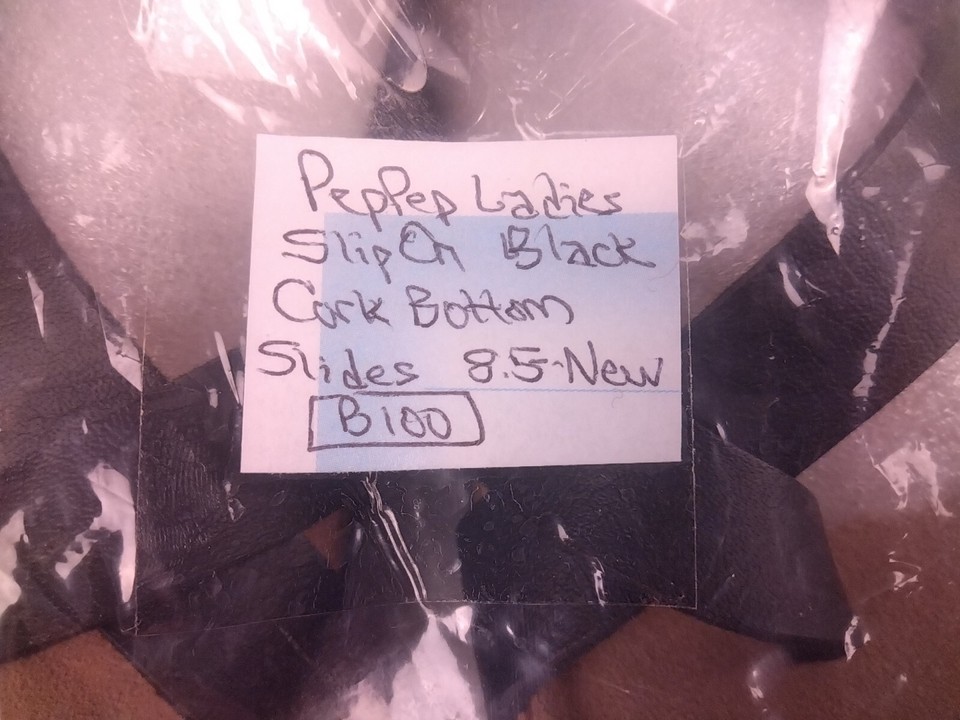 Pep Pep Ladies Slip On Black Cork Bottom Slides Size 8.5 - New. (B100 ...